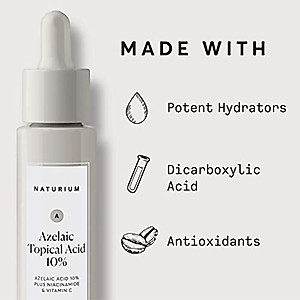 Naturium Azelaic Topical Acid 10%, Plus Niacinamide & Vitamin C, Face & Skin Care Treatment, Dark Spot Remover, 1 oz