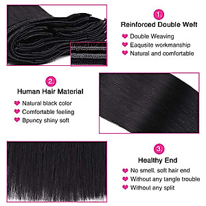 Straight Human Hair Clip in Hair Extensions for Black Women 100% Unprocessed Full Head Brazilian Virgin Hair Natural Black Color,8/Pcs with 18Clips,120 Gram (22inch, Straight hair)