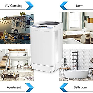 COSTWAY Portable Washing Machine, 9.92Lbs Capacity Full-automatic Washer with 10 Wash Programs, LED Display, 8 Water Levels, Compact Laundry Washer and Dryer Combo for Home, Apartment, Dorm, RVs