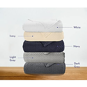 California Design Den 100% Cotton Blanket Queen Size/Full Size, Lightweight & Breathable Bed Blanket for Summers, Herringbone Design, Light Gray Queen Blanket, All-Season Throw (Light Gray)