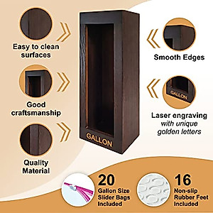 Nasri Ziplock Bag Organizer - Includes 20 Gallon size slider bags - Kitchen Food Storage Bag Organizer for Drawer, compatible with Ziploc and all other Slider and Regular Bags, larger quart box