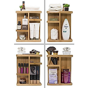 Sorbus 360° Bamboo Cosmetic Organizer, Multi-Function Storage Carousel for Makeup, Toiletries, and More — Great for Vanity, Desk, Bathroom, Bedroom, Closet, Kitchen (Bamboo)