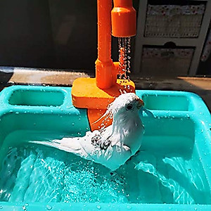 SGQCAR Pet Parrots Bathtub Pretend Play Kitchen Sink Toy Electric Dishwasher Playing Toy Parrot Bathtub with Faucet Bird Bathing Box Bird Feeder Bird Bathroom Toys Green