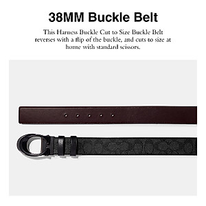 Coach 38 Mm Cts Reversible Resin Inlay C Buckle Signature Belt, Charcoal/Oxblood, One Size