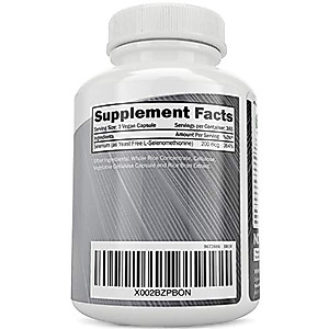 Selenium 200mcg - 365 Vegan Capsules not Tablets - Pure & Yeast Free L-Selenomethionine for Improved Absorption - Thyroid, Heart, and Immune System Support - Antioxidant Trace Mineral - Made in USA