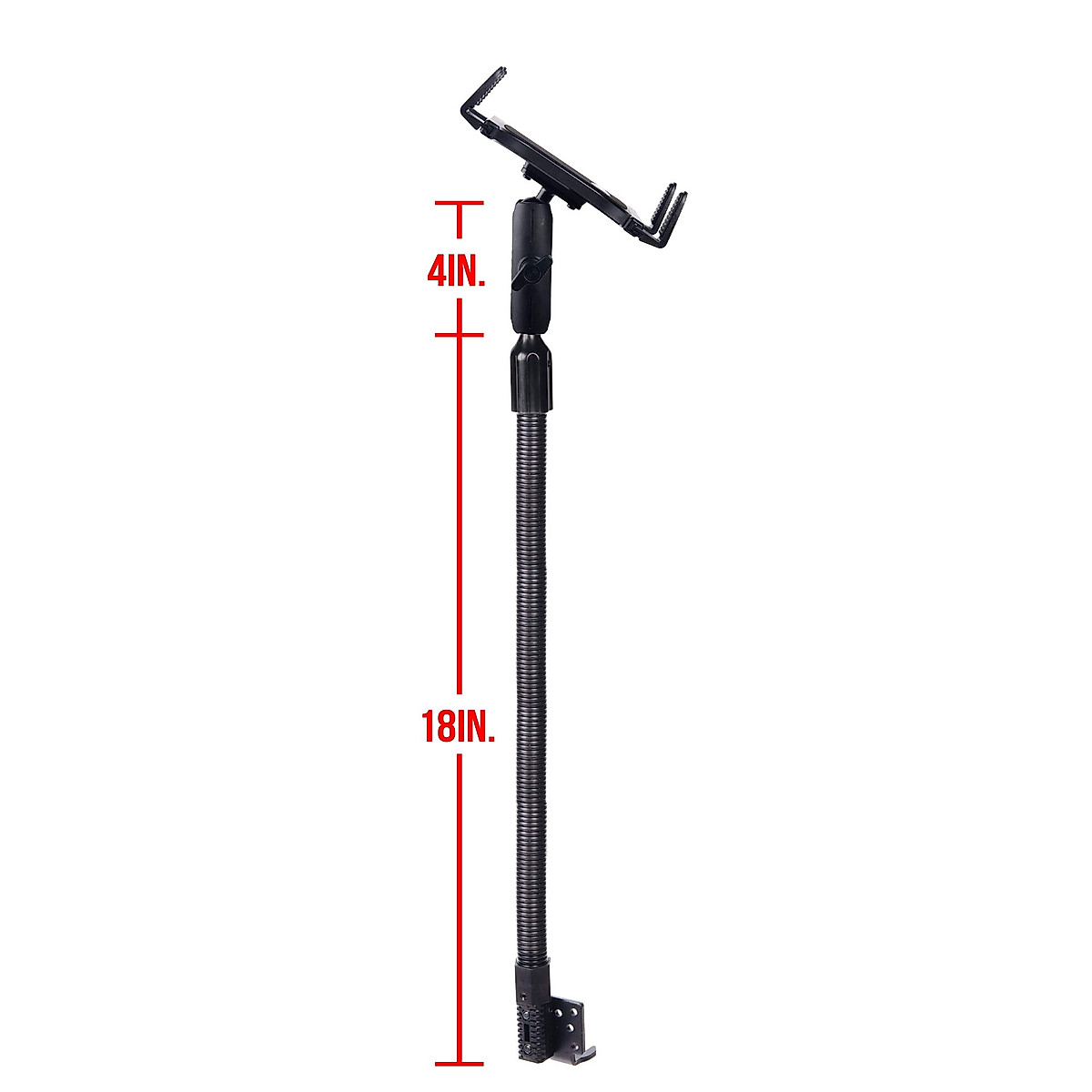 TACKFORM Tablet Mount for Car or Truck Seat Rail Mount with 22" Reach - 18" Aluminum Rod Gooseneck and 3.75" Arm Device Holder for Van, Car or Truck. Compatible With iPad, Galaxy, Surface Pro and more