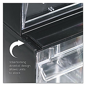 deflecto 20304OP Tilt Bin Plastic Storage System, 3 Bins, 23 5/8 x 7 3/4 x 9 1/2, Black