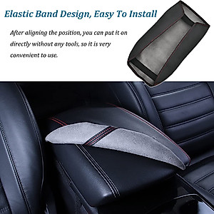 CEBAT Auto Center Console Cover Pad, Waterproof Anti-Scratch Leather Armrest Seat Box Protector Fit for Ford Edge 2015-2024, Car Interior Decoration Accessories(Carbon Fiber)