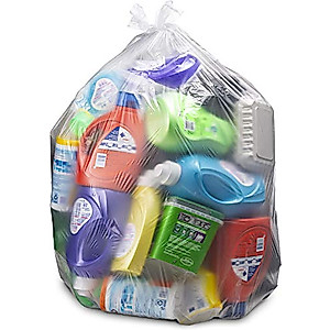 65 Gallon Clear Trash Bags , (50 Bags w/Ties) Clear Recycling Plastic Garbage Bags. 60 Gallon, 64 Gallon, 65 Gallon Trash Bags
