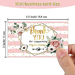120 Mini Thank You for Your Order Business Cards Shopping Purchase Thanks Greeting Cards to Customer, Floral Design Appreciation Cards for Small Business Owners Sellers, 3.5 x 2 Inch