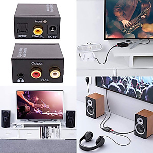 Analog to Digital Audio Converter, Airlxf Digital to Analog Converter DAC Digital SPDIF Optical to Analog L/R RCA Converter Optical to 3.5mm Jack Audio Adapter for HDTV Blu Ray HD DVD Apple TV