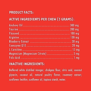 iHeartDogs Heart & Vitality Cardio Support for Dogs - Dog Heart Health Supplement with Anchovy Oil, Taurine, Flaxseed, Arginine, Blueberry Extract, Coenzyme Q10