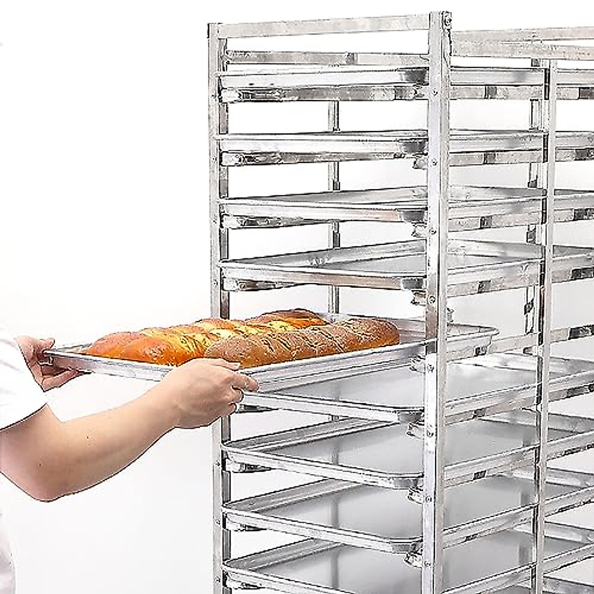 12-Tier Bakery Rack Commercial Sheet Pan Rack with Brake Wheels for Kitchen Restaurant and Pizzeria Commercial Bread Pan Cooling Racks for Cooking and Baking