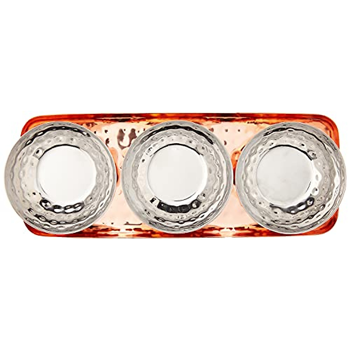 Godinger Hammered Tray with 3 Bowls, Copper
