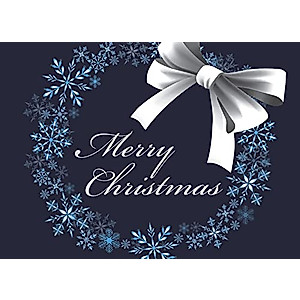 CEO Cards - Christmas Greeting Cards (Snowflake Wreath), 5x7 Inches, 25 Cards & 26 White with Silver Foil Lined Envelopes (H1606)