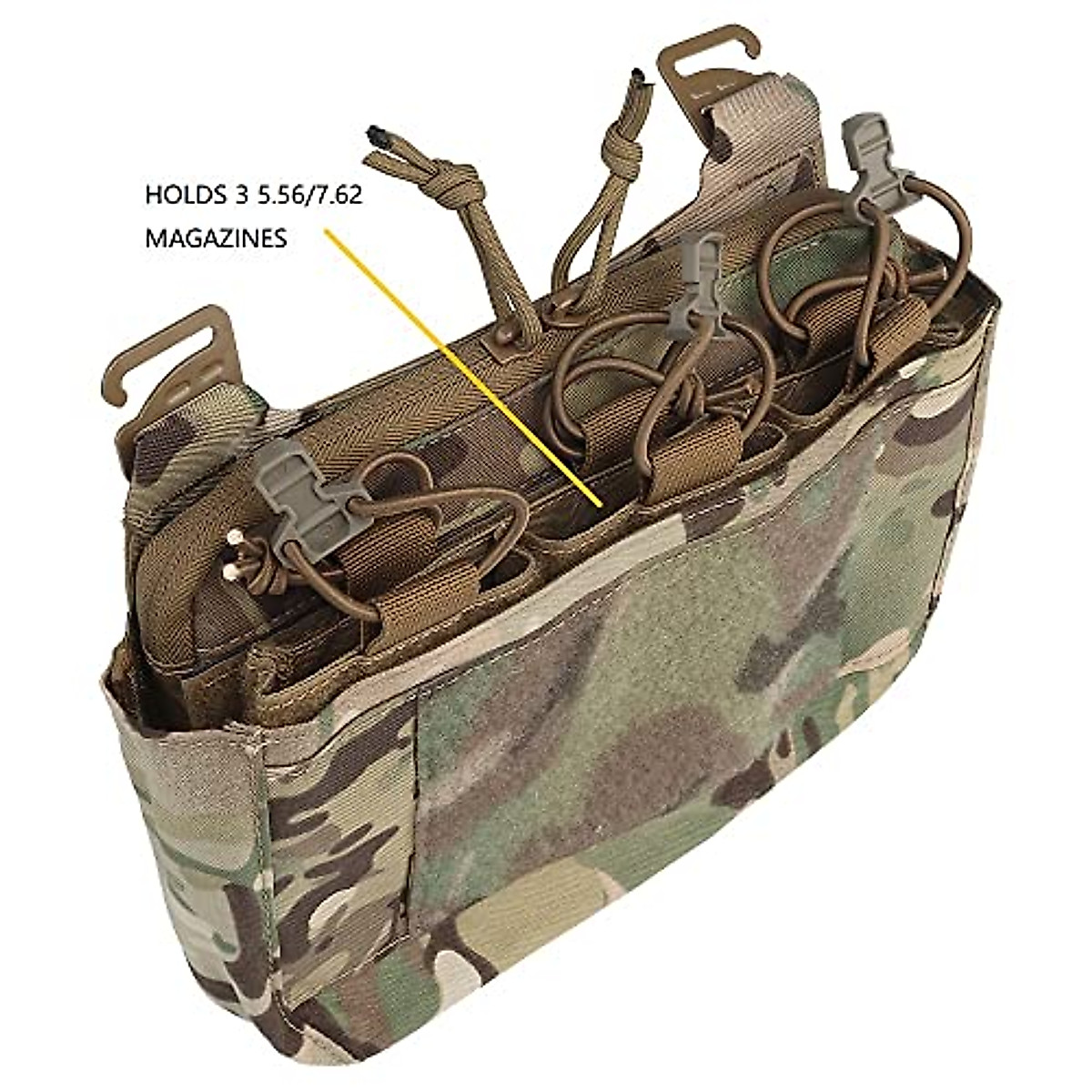 G-Hook DOPE Front Flap Double Stack Abdominal Fanny Pack Triple Magazine Insert Pouch for Tactical Chest Rig Vest Cp