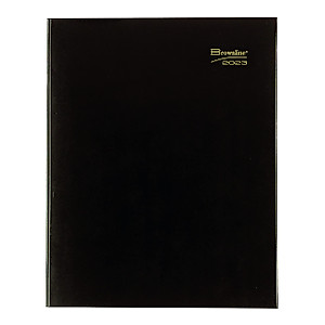 Brownline 2023 Essential Monthly Planner, 14 Months, December 2022 to January 2024, Stitched Binding, 10.75" x 8.5", Black (CB450.BLK-23)
