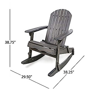 Christopher Knight Home Malibu Outdoor Acacia Wood Adirondack Rocking Chairs, 2-Pcs Set, Dark Grey
