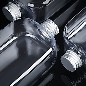 TOPJINZHIONE 2 Pack 300ml Clear Juice Bottles Plastic Juice Bottles with Tamper Seal Lids Reusable Square Drink Containers for Storing Homemade Beverages