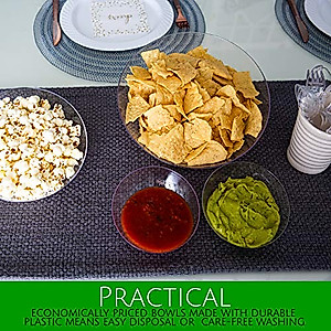 PLASTICPRO Disposable Angled Plastic Bowls Round Small Serving Bowl, Elegant for Party's, Snack, or Salad Bowl, Clear Pack of 8
