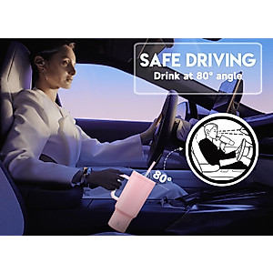 Meoky 40 oz Tumbler with Handle and Straw, Tumbler with Lid and Straw, Insulated Stainless Steel Travel Mug, 100% Leak-proof, Keeps Cold for 34 Hours or Hot for 10 Hours (Blush)