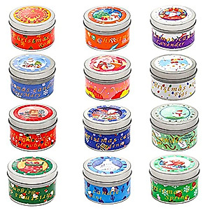 Christmas Scented Candles Gift Set, 12 PCS 2.5oz Aromatherapy Candles Gifts for Women Soy Wax Candles Gift for mom Portable Travel Tin Jar Candles for Birthday, Thanksgiving, Mother's Day