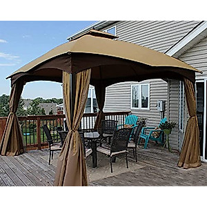 Eurmax USA High Performance Replacement Canopy Top for Lowe's Allen Roth Heavy Duty Gazebo Roof Gazebo Top with Air Vent 10X12 Gazebo Cover #GF-12S004B-1, Replacement Top Only (Khaki)