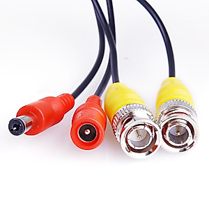 HISVISION 4 Pack 100ft BNC Video Power Cable, Security Camera Wire Cord Extension Cable, 8pcs BNC Connectors and 100pcs Clips for Surveillance System