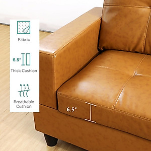 A Ainehome Living Room Sofa Set 2 Pieces Sectional Sofa Set, L-Shape Sofa Faux Leather Couch with Chaise for Living Room/Office/Apartment (B-Ginger, Right Hand Facing)