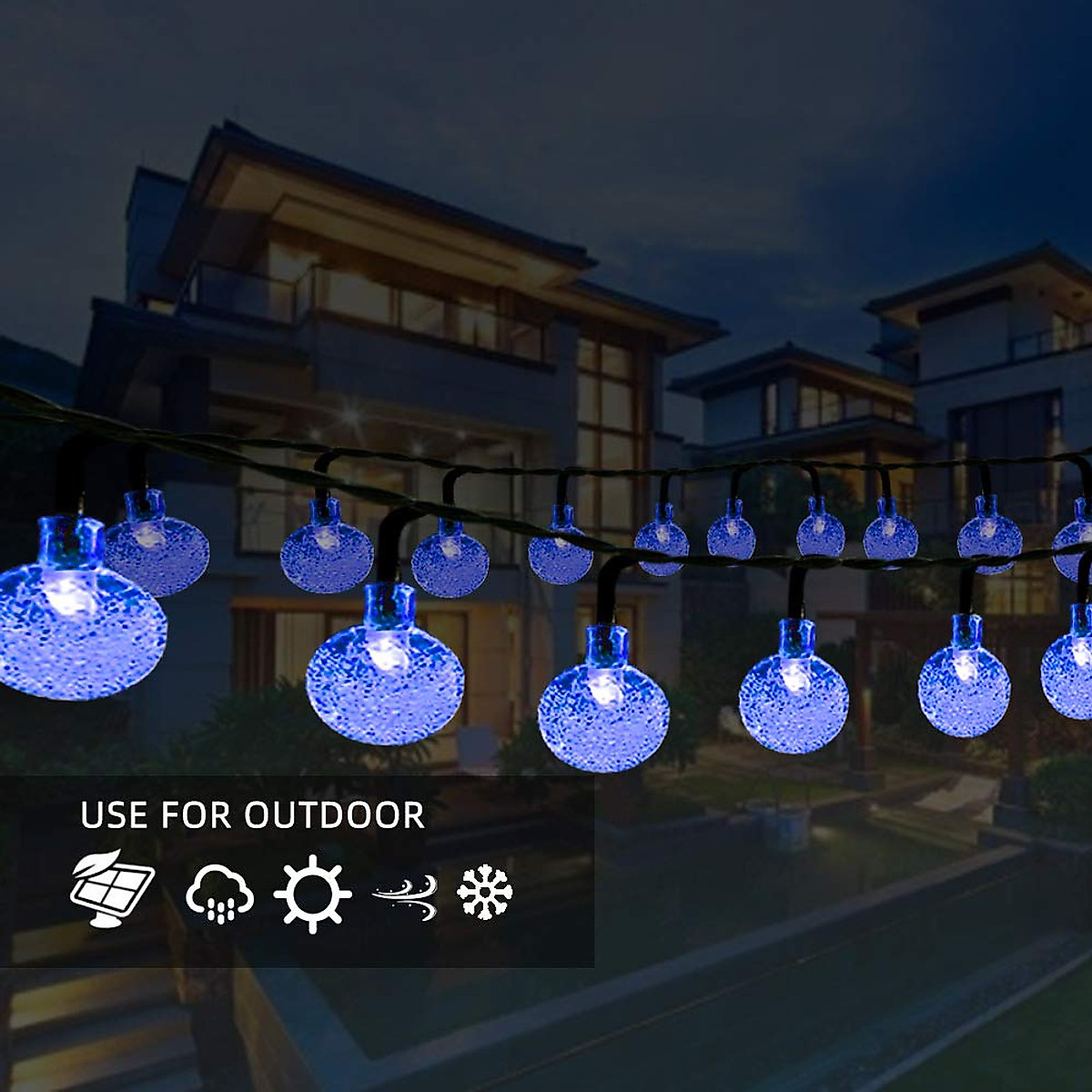 Lenreta 31FT 50LED Solar String Lights Outdoor 8 Modes Waterproof Solar Patio Lights Solar Lights Outdoor Decorative for Garden Yard Home Party Wedding Christmas Garden Solar Lights Patio Lights