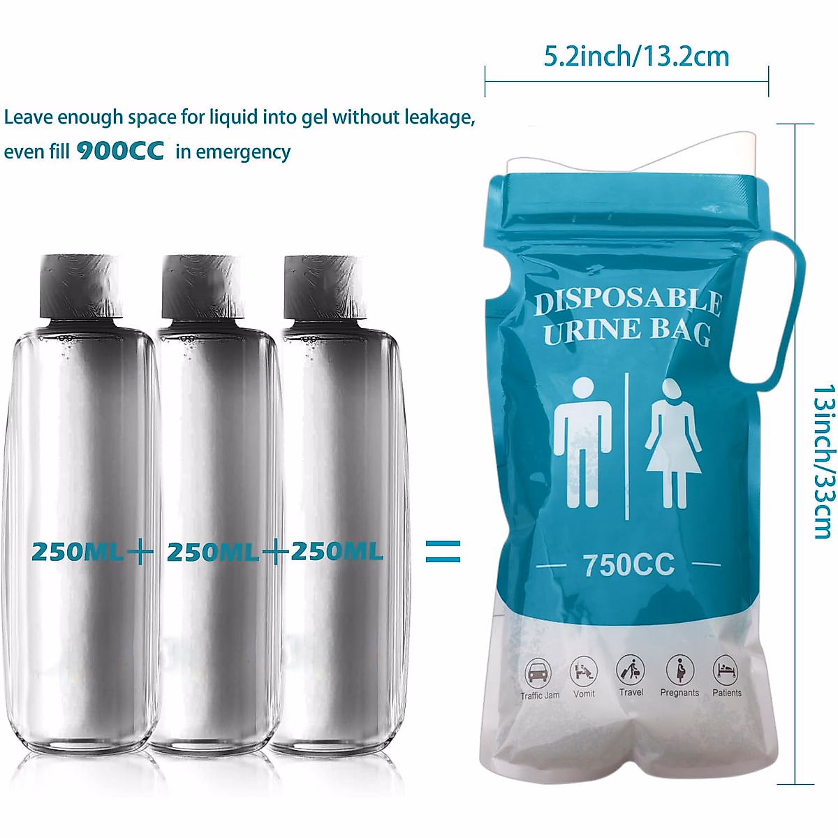 12pcs Disposable Urine Bags Pee Bag for Travel Emergency Portable Urinal Bag Sap Bags Vomit Bags Unisex Urinal Bag