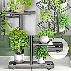 JEPRECO Metal Plant Stand 6 Tier 7 Potted, Multiple Flower Pot Holder Shelves Organizer Rack for Garden Balcony Patio Living Room Indoor Outdoor (Dark Grey)