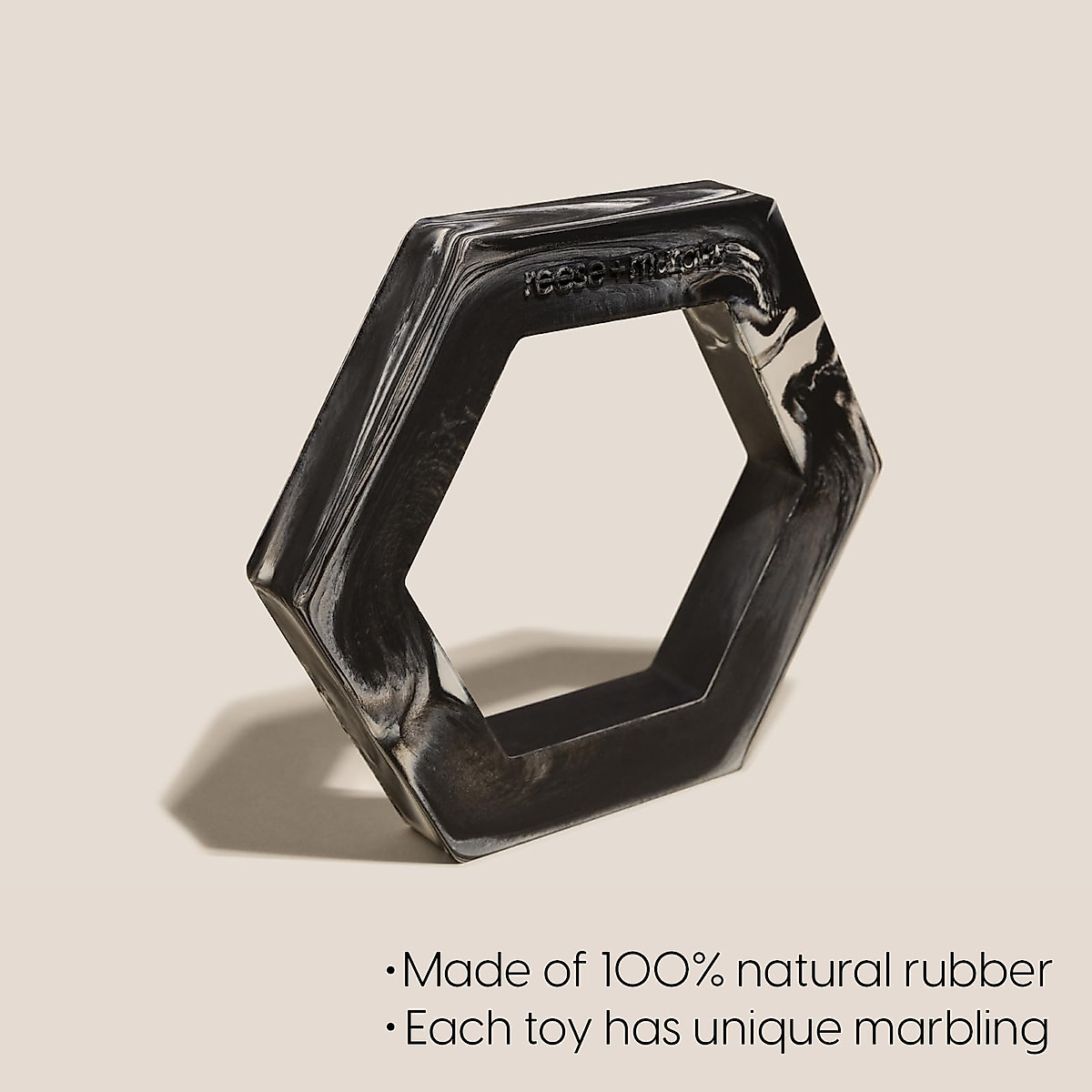 Reese+Murphy Marble Hexagon Dog Chew Toy - Large Dog Toy - Dog Toys for Small Medium Large Breed - Teething Toys for Dogs - Puppy Chew Toys