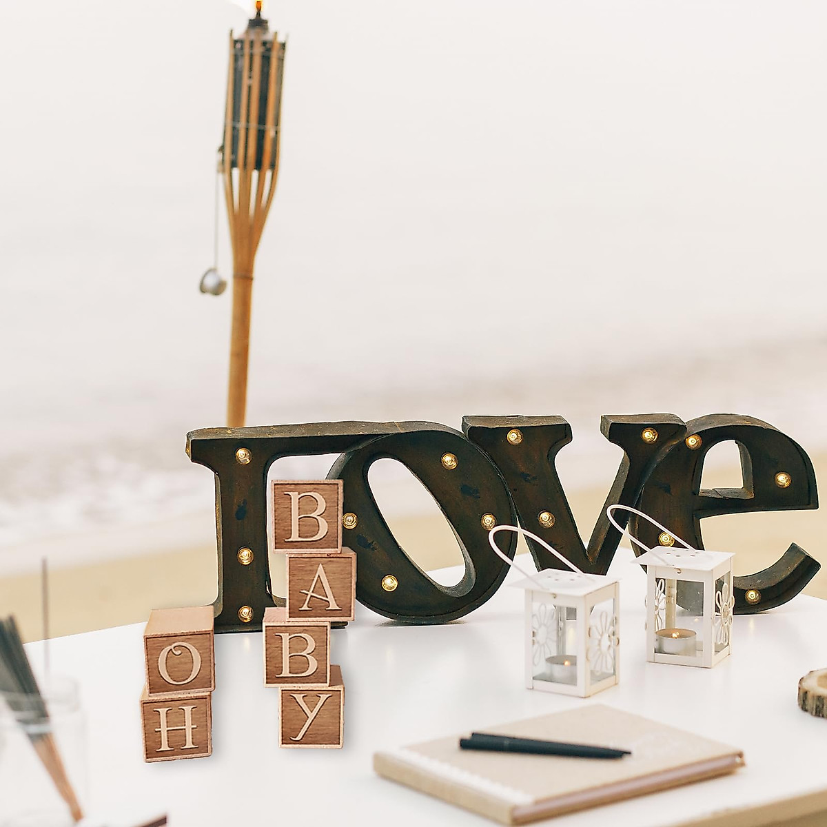 Oh Baby Blocks for Baby Shower Oh Baby Sign Small Wooden Baby Shower Table Decorations Centerpieces 1.6"