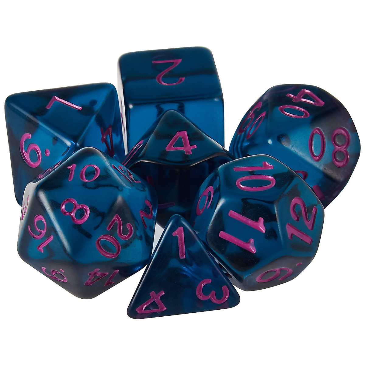 Series IV Set of 7 Tabletop RPG Dice - 7 Different Polyhedral Role Playing Dice per Set - TTRPG DND Dice - Argon Ocean