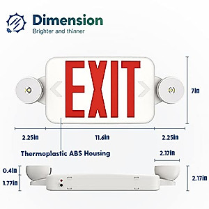FREELICHT 4 Pack Exit Sign with Emergency Lights, Two LED Adjustable Head Emergency Exit Light with Battery, Exit Sign for Business