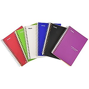Five Star Personal Spiral Notebook, 7 x 4 3/8, 100 Sheets, College Rule, Assorted colors, 6 Pack