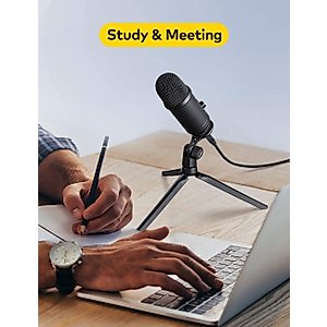 USB Microphone for Computer, Cardioid PC-Microphone, Professional 78 dB Full Metal Microphone, Compatible with Computers, Laptop, Mac, Good Use for Audio Recording, Skype, Gaming, Voice Chat