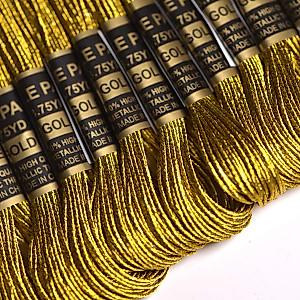 24 Skeins Metallic Embroidery Thread -Cross Stitch Threads - Friendship Bracelets string - Crafts Floss Gold and Sliver