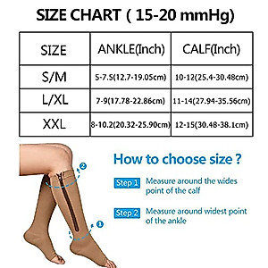 2 Pair Zipper Compression Socks for Women Men Open Toe Compression Socks Easy on
