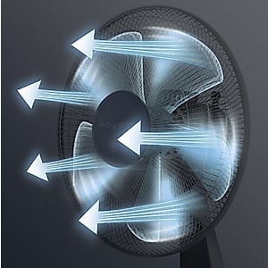 Rowenta VU5551 Fan, Pedestal Turbo Silence 4 Speed, Remote Control, Oscillating 16 Inch Stand (Complete Set), with Premium Microfiber Cleaner Bundle