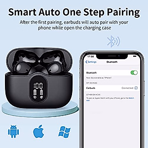 Wireless Earbuds Bluetooth Headphones LED Power Display Earphones Active Noise Cancelling Ear Buds with Charging Case Bluetooth 5.3 Hi-Fi Stereo in-Ear Earbuds for iPhone/Android/PC/Laptop (Black)