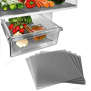 Dualplex® Fruit & Veggie Life Extender Liner for Fridge Refrigerator Drawers, 12x15 Inches (4 Pack) – Extends The Life of Your Produce & Prevents Spoilage (Grey)