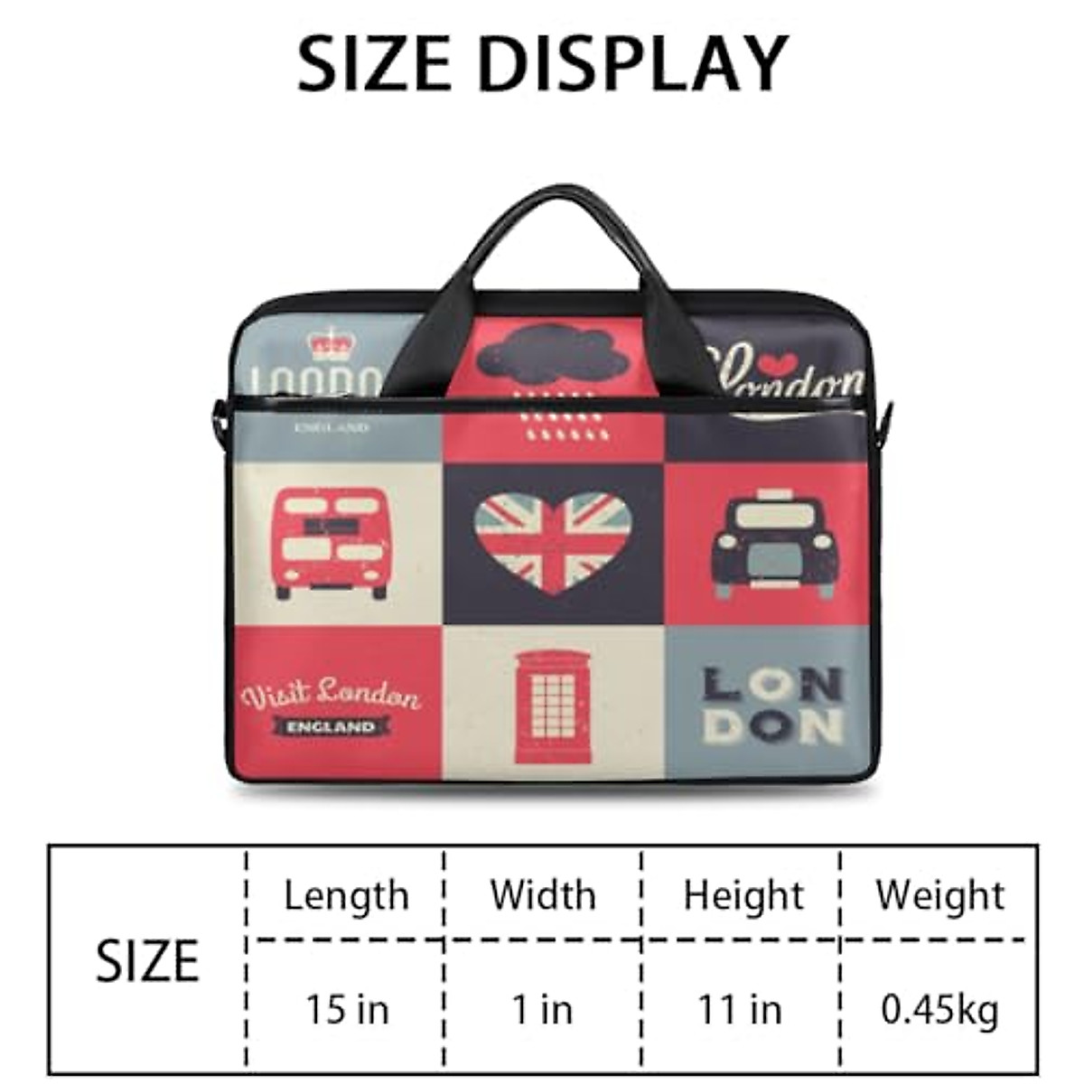 London Symbols Laptop Computer Bag Waterproof Shoulder Messenger Bag 13-15 inch Durable Laptop Tote Bag with Shoulder Strap Handle Lightweight Crossbody Briefcase