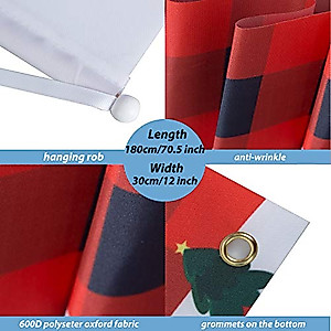 Trooer Christmas Porch Sign, Merry Christmas Banner for Outside Indoor Outdoor Christmas Decorations New Year Black Red Buffalo Plaid Hanging Banners Sign for Holiday Party Supplies Home Welcome