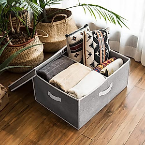 StorageWorks Closet Storage Bins with Clear Window 3 pack, 55L Closet Storage Organizer, Storage Bin with Double-Open Lid