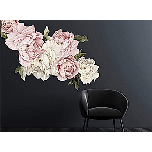 Murwall Floral Peonies Wall Decal, Peony Bouquet Flowers Removable Peel and Stick Wall Sticker