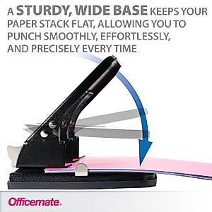 Officemate Medium Duty 3 Hole Punch with Ergonomic Handle, 30 Sheet Capacity, Black (90088)