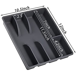 SOUJOY 4 Pack Utensil Organizer Silverware Drawer Organizer, 5 Component Cutlery Storage Tray, Plastic Compact Kitchen Utensil Holder for Spoons Forks Knives, Easily Organize and Store