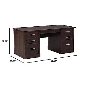 Sauder Office Port Desk, L: 65.51" x W: 29.53" x H: 29.29", Dark Alder Finish